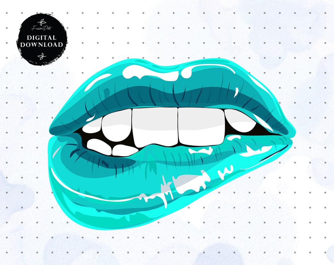 Blue Lips Clip Art Png Digital Shirt Printable Print Download - Etsy