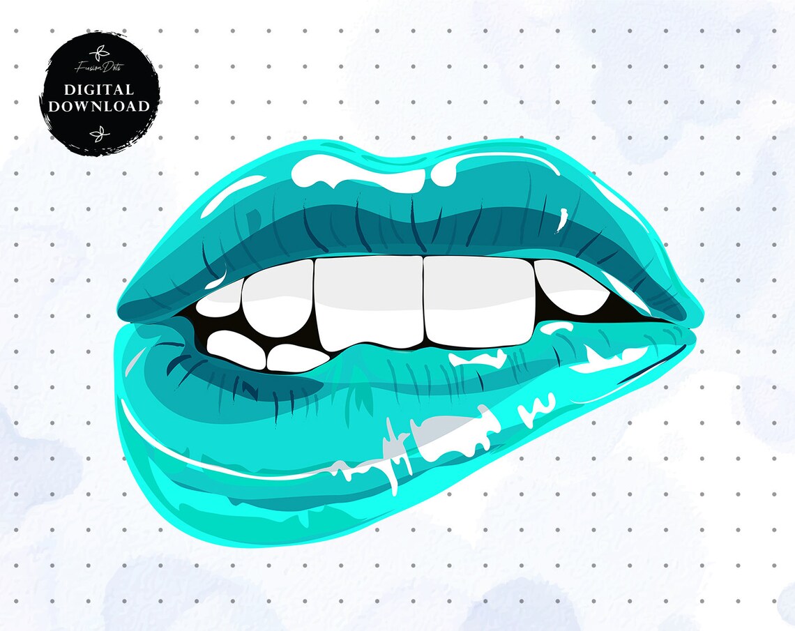 Blue Lips Clip Art Png Digital Shirt Printable Print Download - Etsy