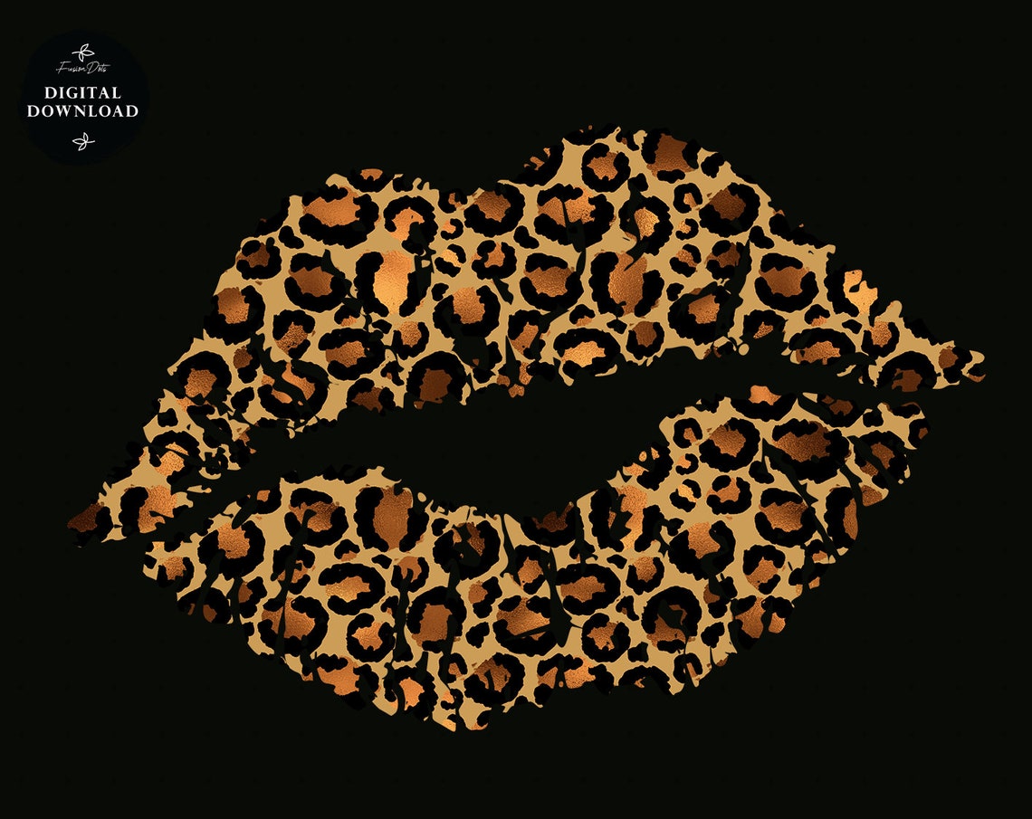 Leopard Print Lips Clipart Leopard Sublimation, Glitter Leopard Lips ...
