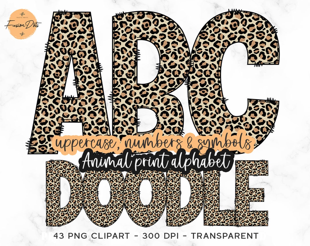 Leopard Doodle Alphabet PNG, Animal Print Font (digital Download) - Etsy