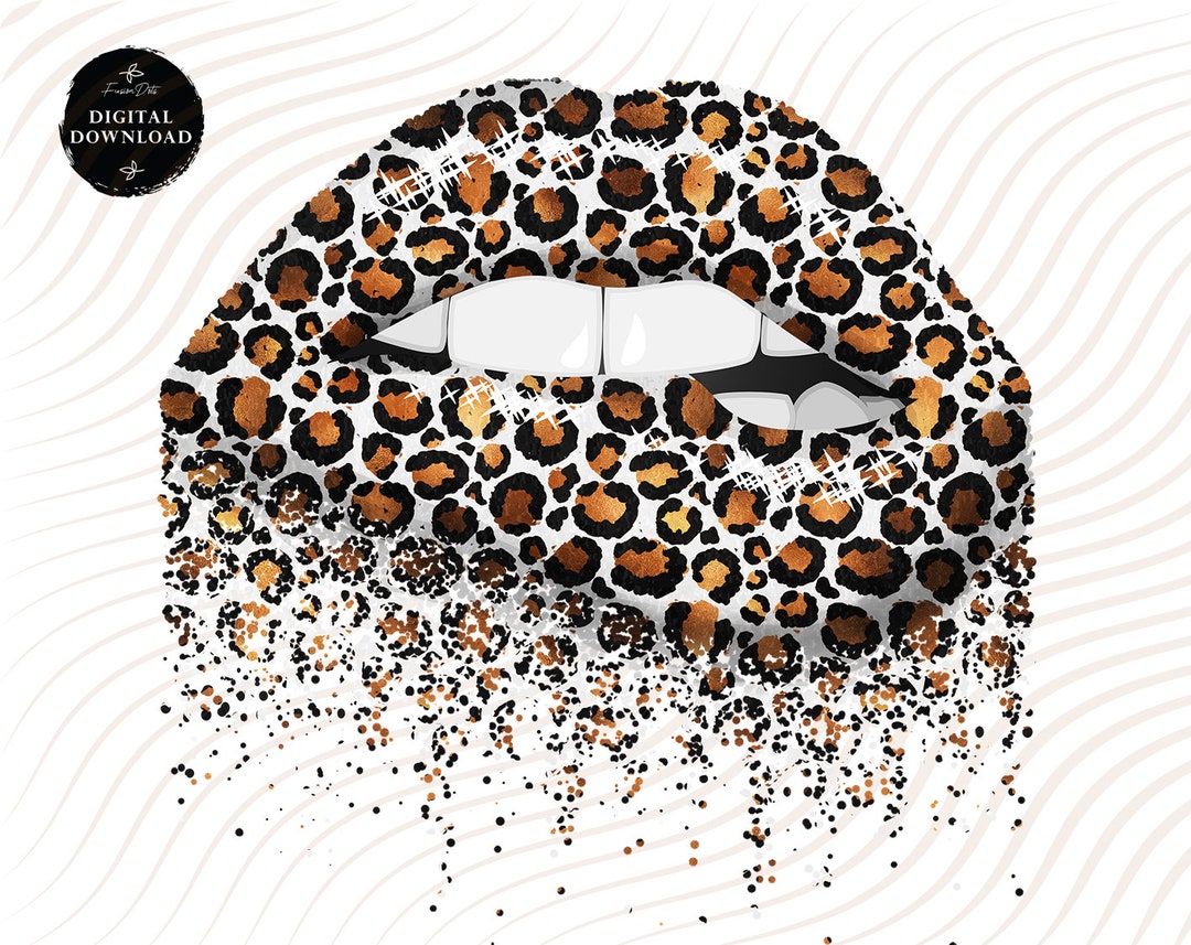 Dripping Leopard Lips Clipart Animal Print Dripping Lip Bite Lips ...