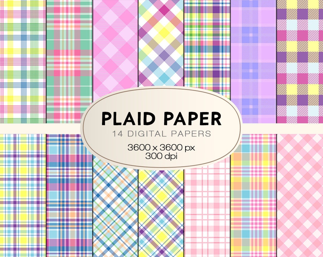 Colorful Plaid Digital Paper Bundle - Digital Buffalo Plaid Paper ...