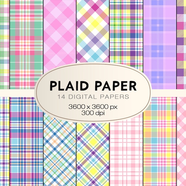 Plaid Digital Papers - Etsy
