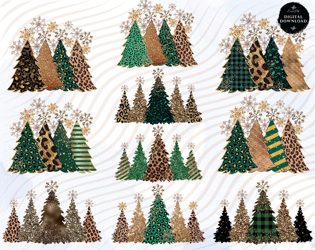 10 Christmas Trees Sublimation Design Bundle, Sublimation Christmas ...