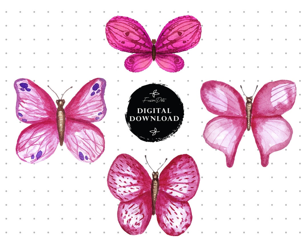 Purple Butterfly Clip Art Png Bundle Pastel Butterflies Clip Art Fairy ...