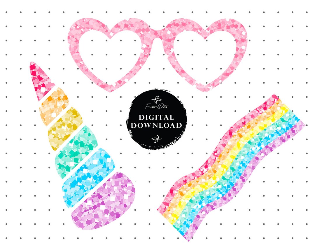 Unicorn Set Clipart, Glitter Bundle, Unicorn Birthday, Unicorn Png ...