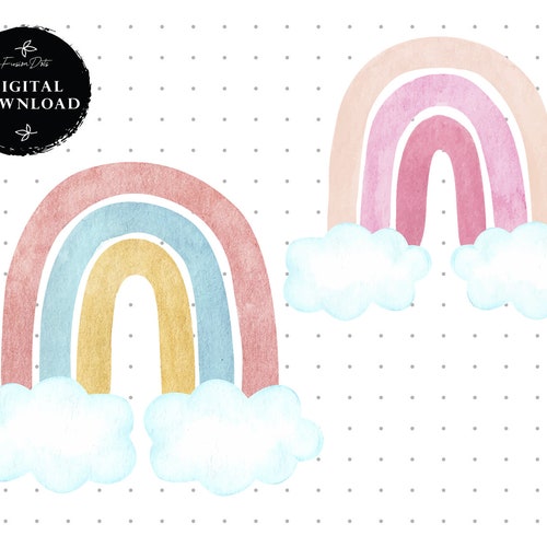 Rainbow Clipart Bundle Rainbows Pastel Digital Clip Art - Etsy