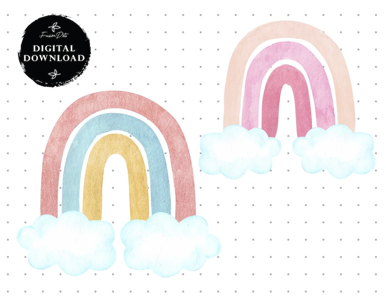 Watercolor Rainbow Clipart Clip Art Rainbows Pastel Clipart - Etsy