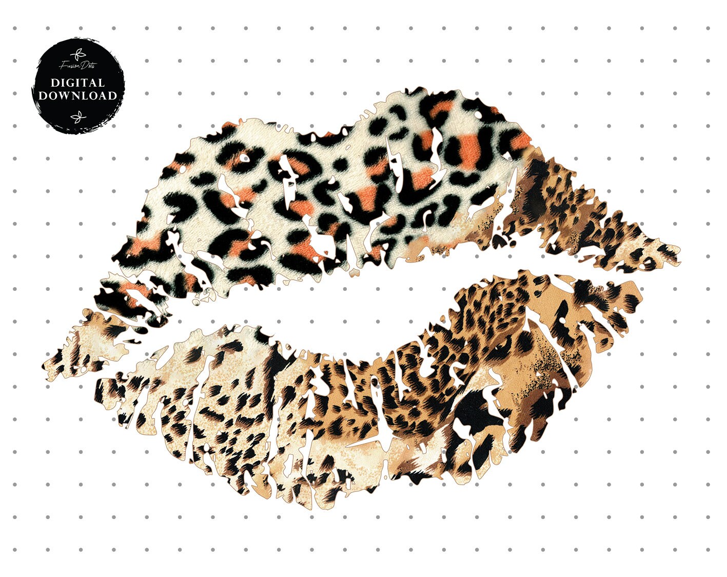Leopard Lips Digital Clip Art Leopard Print Lips Clipart | Etsy