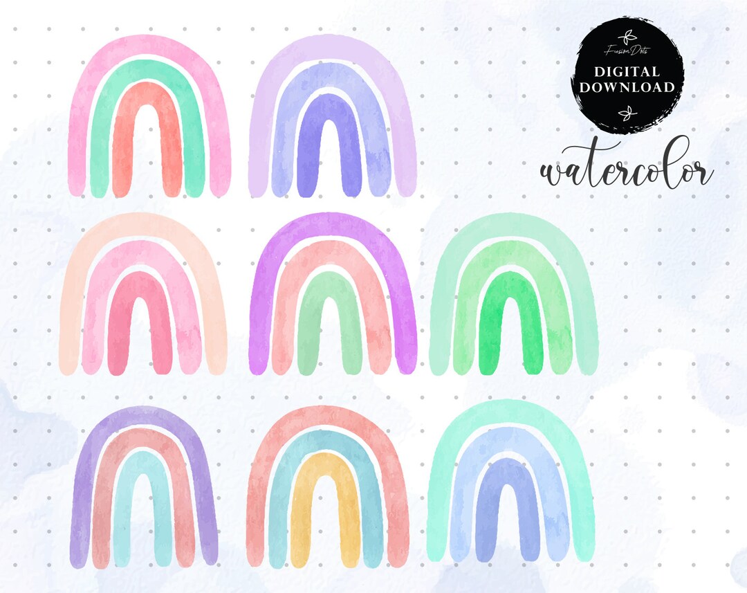 Rainbow Clipart Bundle Rainbows Pastel Digital Clip Art Illustration ...