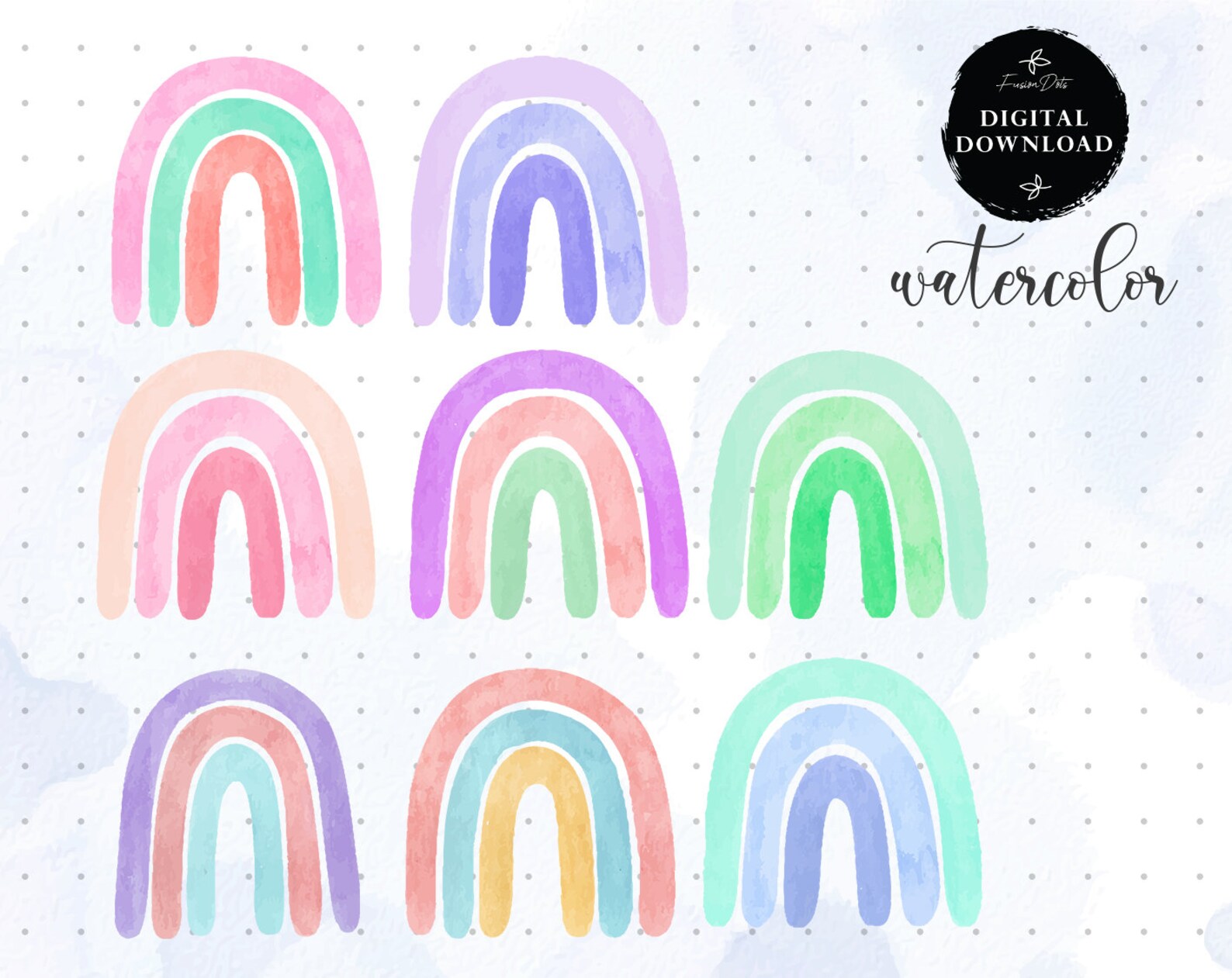 Rainbow Clipart Bundle Rainbows Pastel Digital Clip Art - Etsy