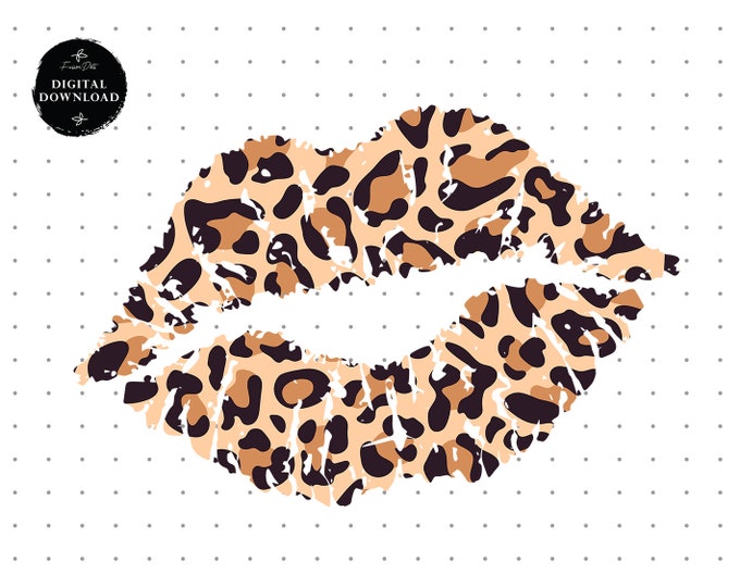 Watercolor Leopard Print Lips PNG, Artistic Lips Dtf, Watercolor ...