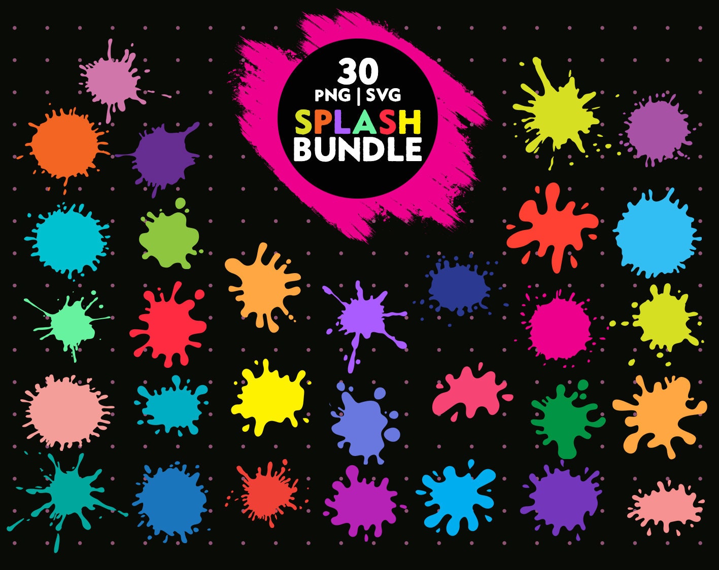 30 Watercolor Splash Clipart SVG Files for Cricut SVG | Etsy