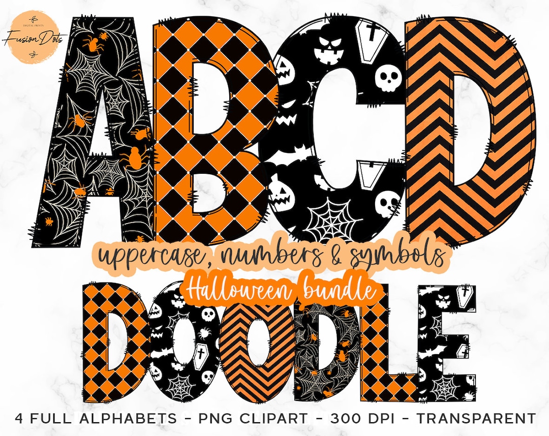Spooky Doodle Halloween Alphabet PNG Clipart (digital Download) - Etsy