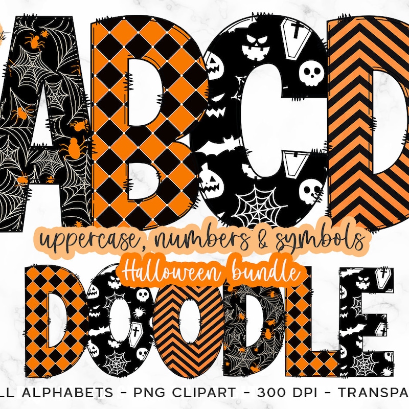 Halloween Doodle Alphabet - Etsy
