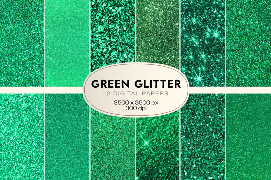 Green Glitter Digital Paper Bundle: Sparkling Scrapbook Backgrounds ...