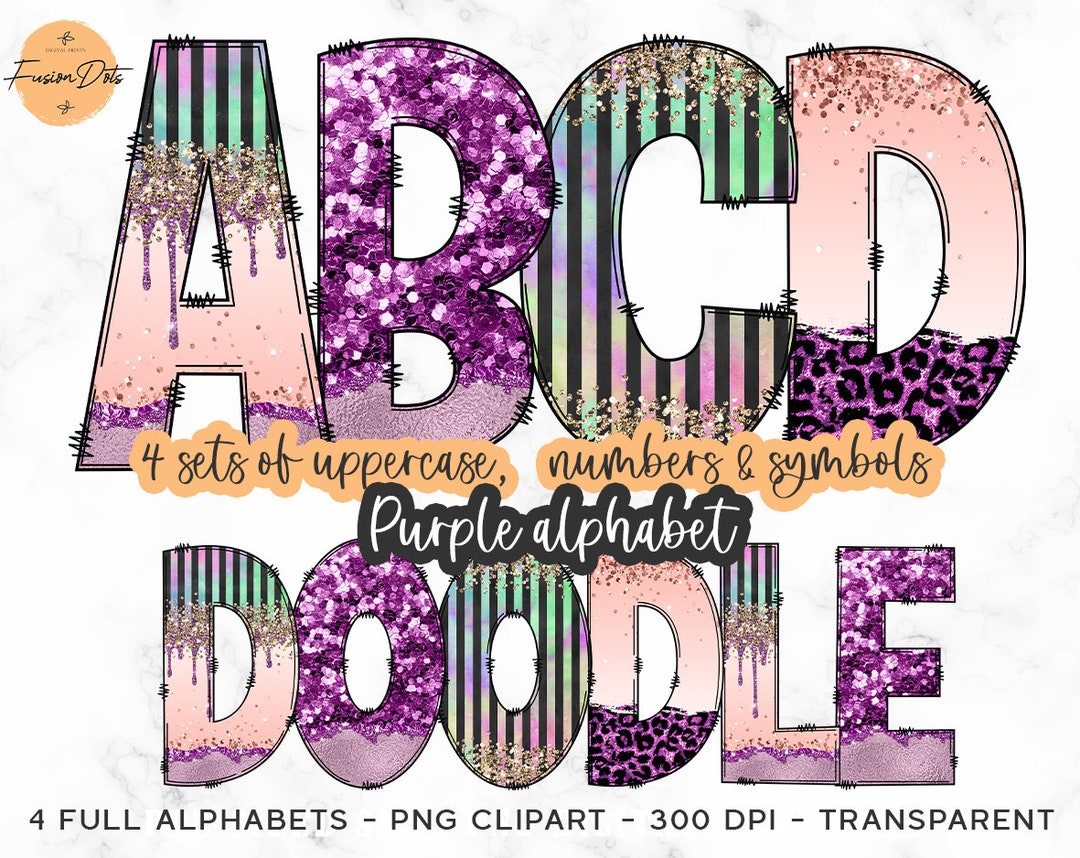 Leopard Glitter Doodle Alphabet PNG, Animal Print Font (digital ...