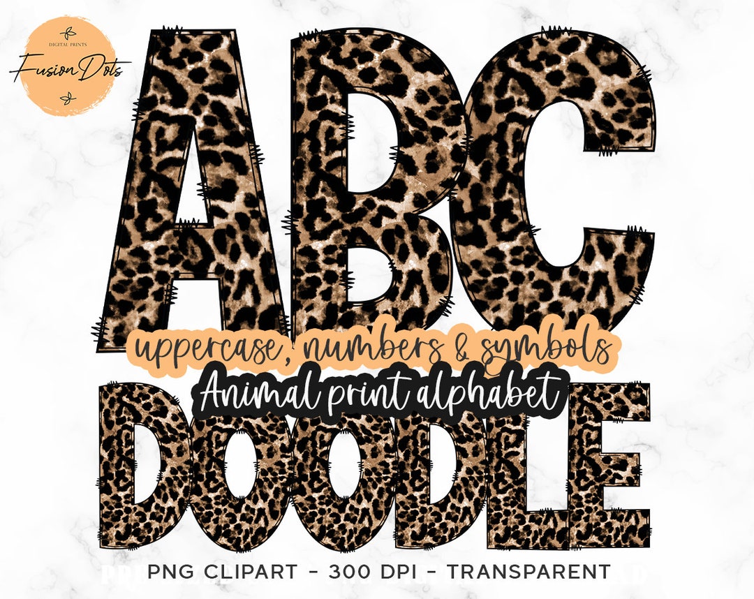 Leopard Print Doodle Letters, Animal Print Doodle Alphabet, Leopard ...