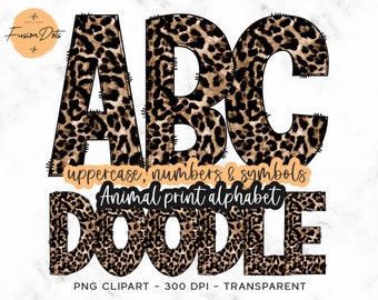 Glitter and Leopard Sublimation Alphabet Alphabet Clipart - Etsy