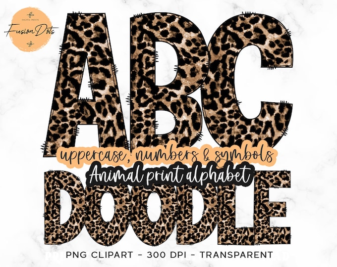 Doodle Leopard Alphabet Letters SVG PNG Turquoise Canva Cricut, Doodle ...