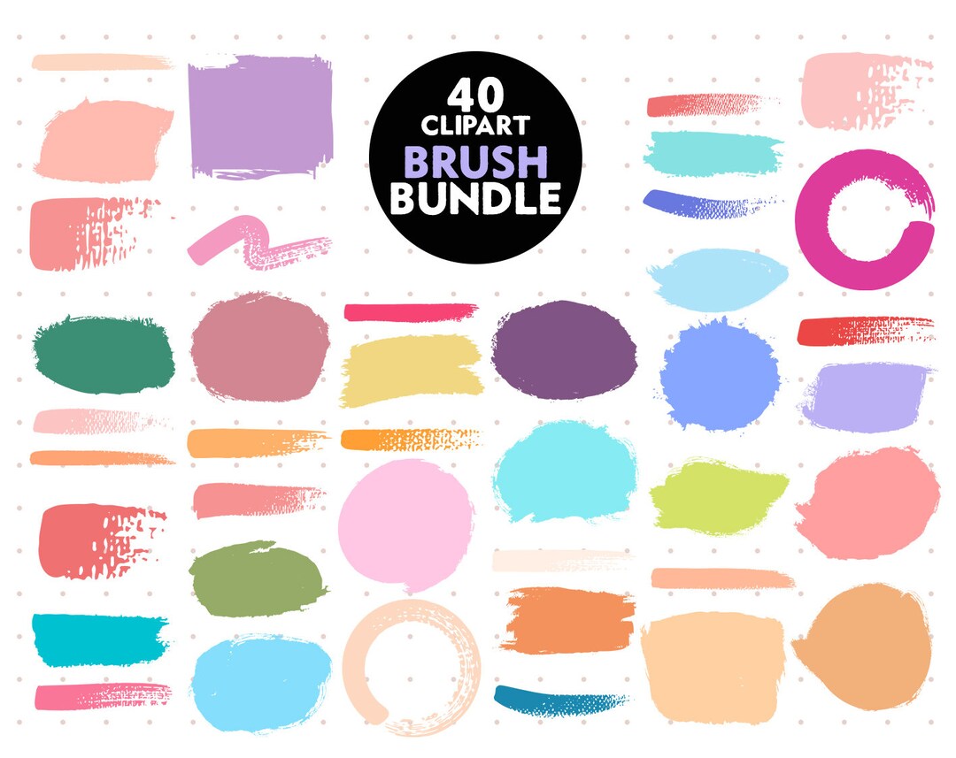 40 Watercolor Splash Clipart, Watercolor Brush Strokes PNG, Brush ...