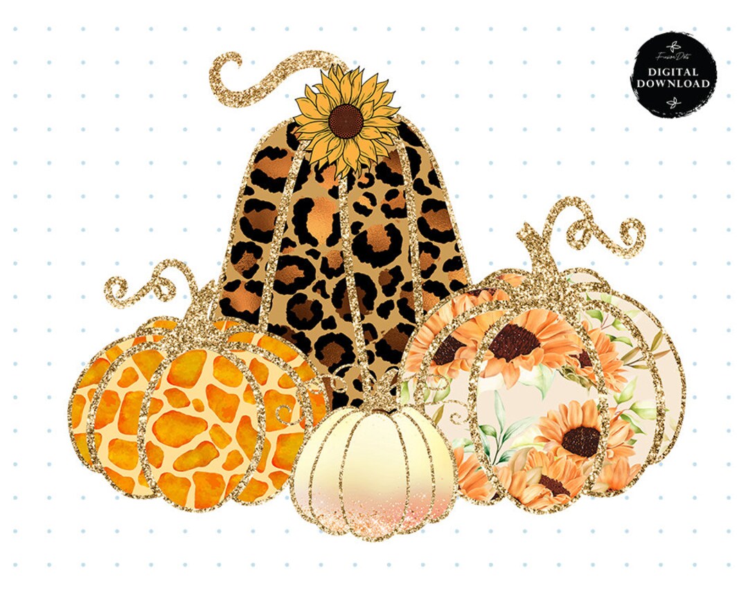 Leopard Pumpkin Thanksgiving Sublimation Design Gold Pumpkins - Etsy