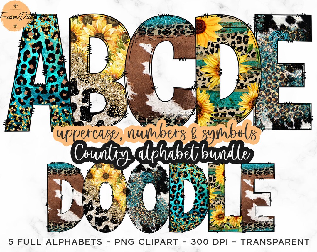 Country Doodle Letters, Western Doodle Alphabet PNG, Farmhouse ...