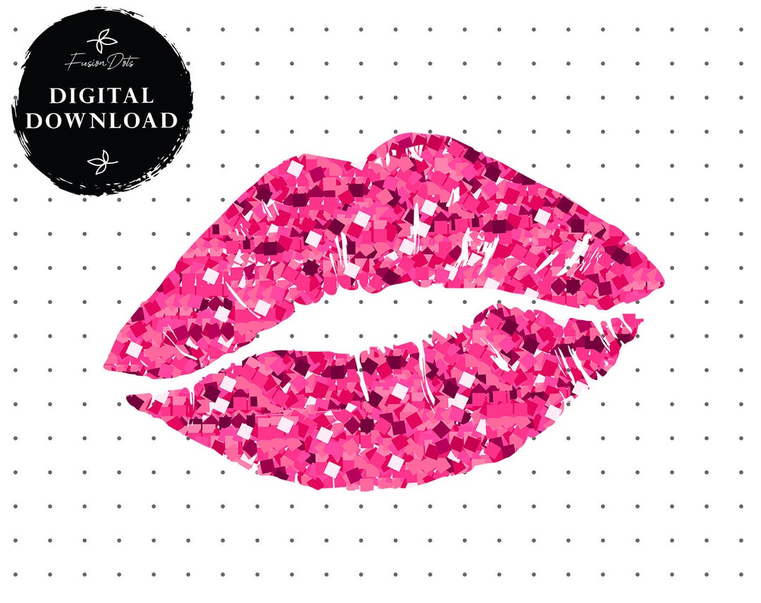 Pink Glitter Lips Clip Art Png Sublimation Printable Sparkling Lips ...