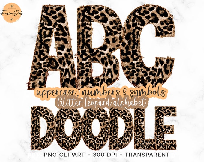 Doodle Leopard Alphabet Letters SVG PNG Turquoise Canva Cricut, Doodle ...