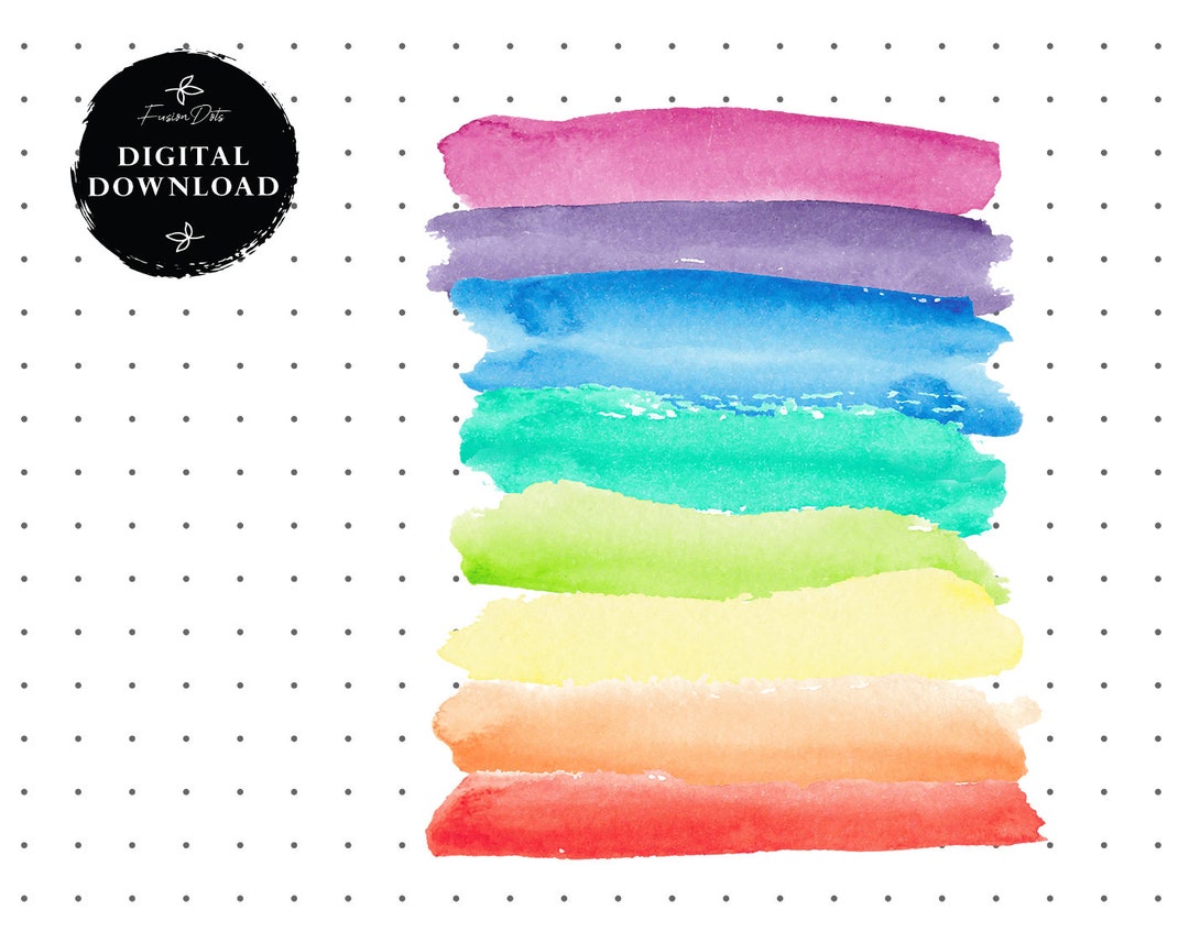 Watercolor Rainbow Brush Paint Clipart Rainbow Clipart Digital ...