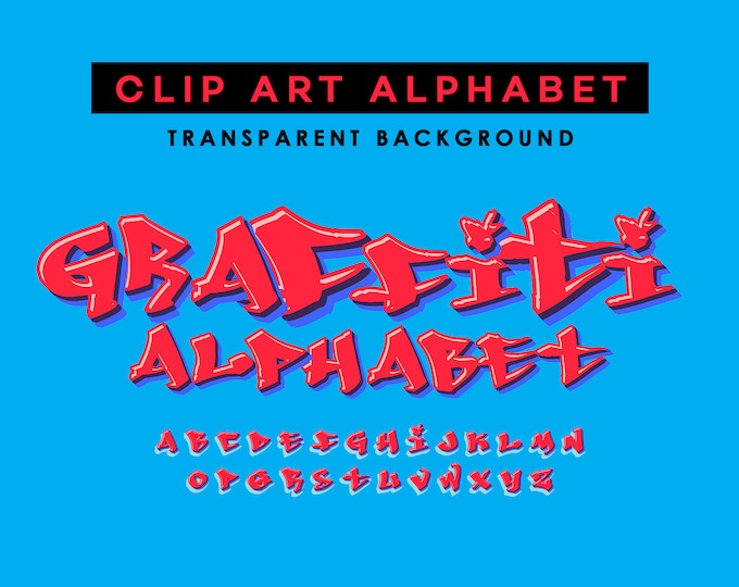 Graffiti Clipart Alphabet: Colorful Letters & Numbers (PNG Instant ...