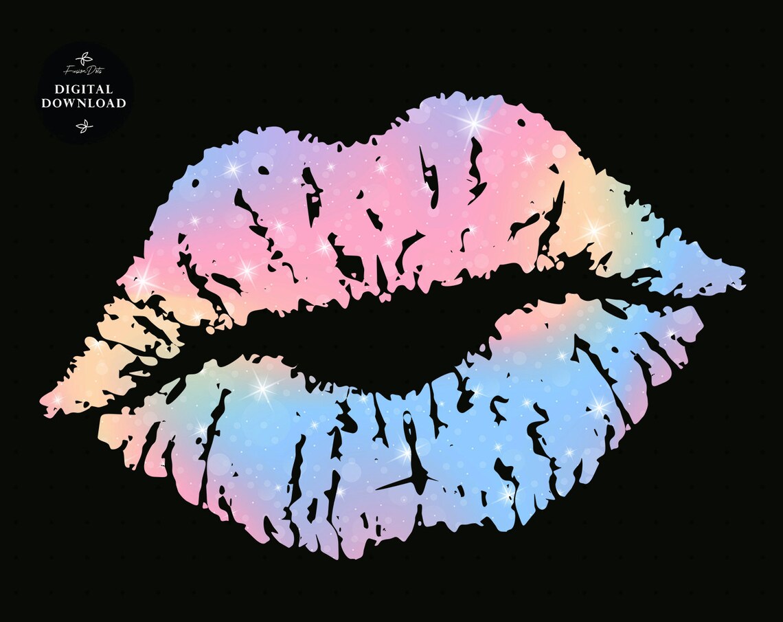 Lip Clip Art Png Lips Clipart Rainbow Lips Sublimation Clipart - Etsy