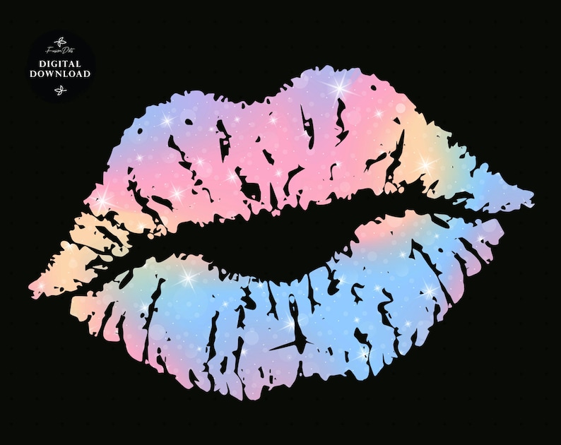 Lip Clip Art Png Lips Clipart Rainbow Lips Sublimation Clipart - Etsy