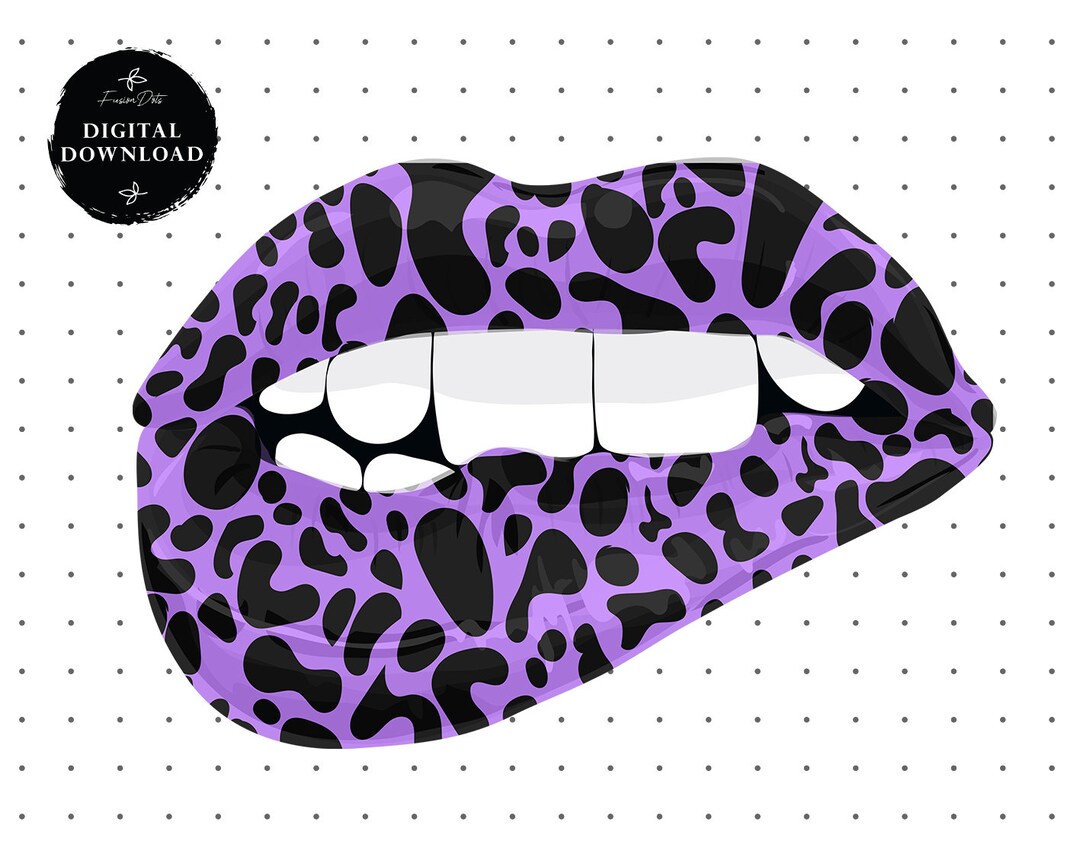 Purple Leopard Pattern Lip Clip Art Leopard Sublimation Png Lips ...