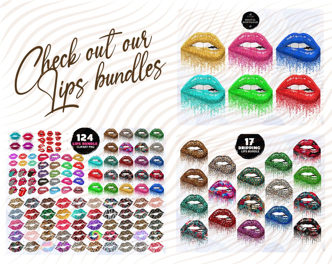 Lip Clip Art Png Lips Clipart Rainbow Lips Sublimation Clipart - Etsy
