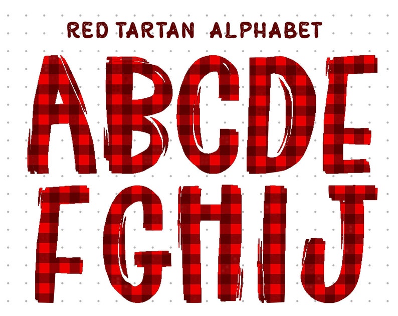 Tartan Check Plaid Sublimation Alphabet Alphabet Clipart Red - Etsy