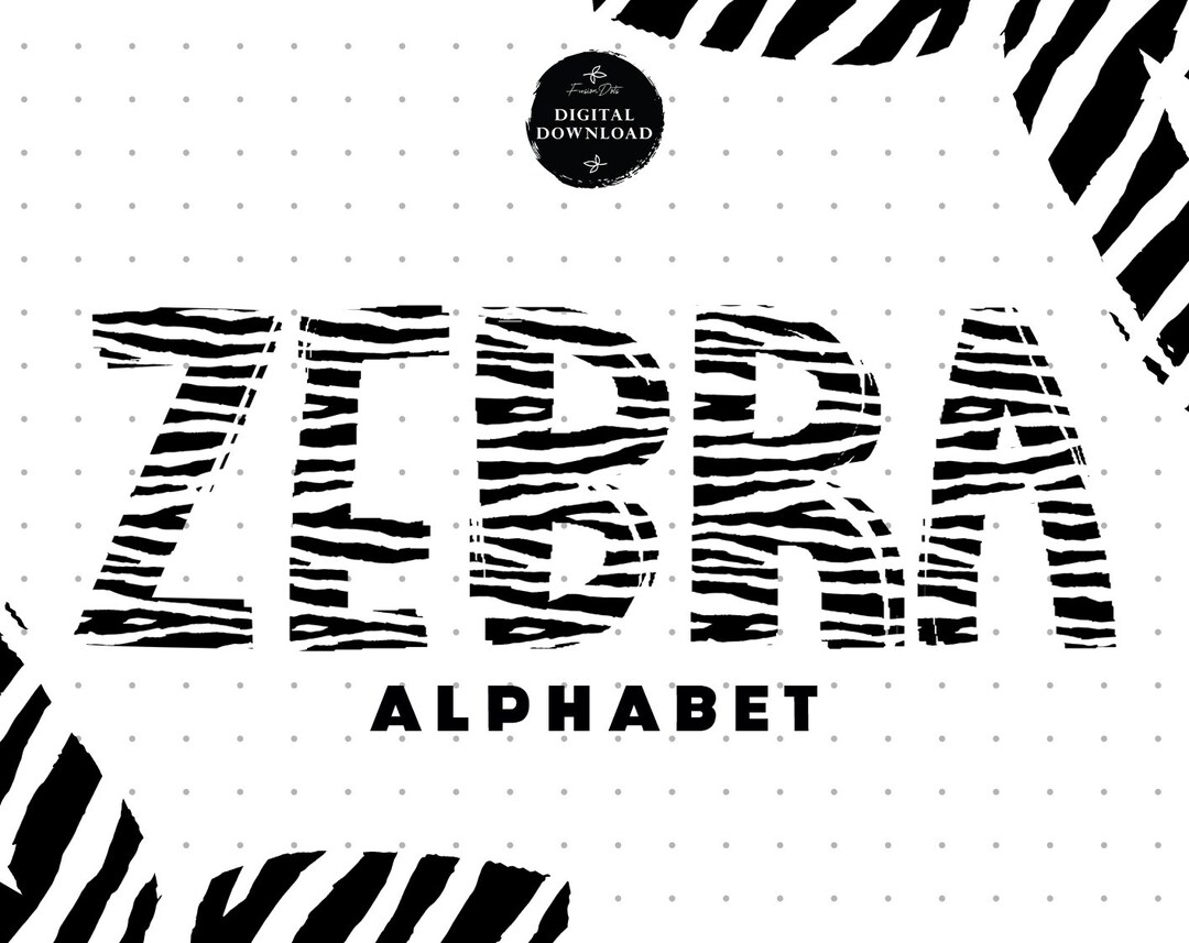 Zebra Sublimation Alphabet, Alphabet Clipart, Zebra PNG Alphabet ...