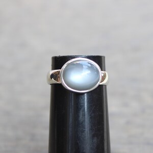 Handmade Oval Grey Moonstone Ring: Sterling Silver Unisex Jewelry - Etsy