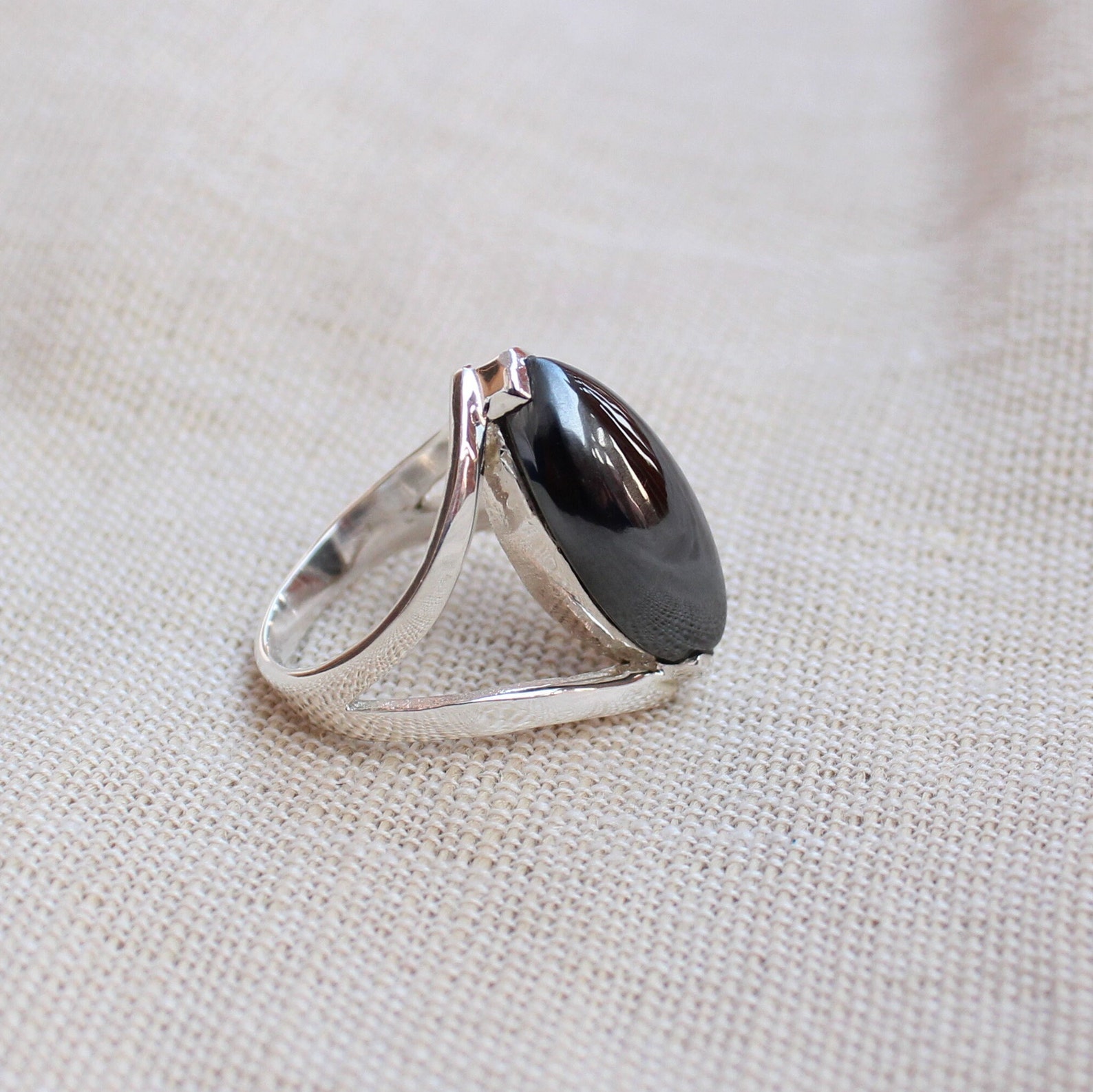 Hematite Sterling Silver Ring Gift for Her Natural Hematite - Etsy