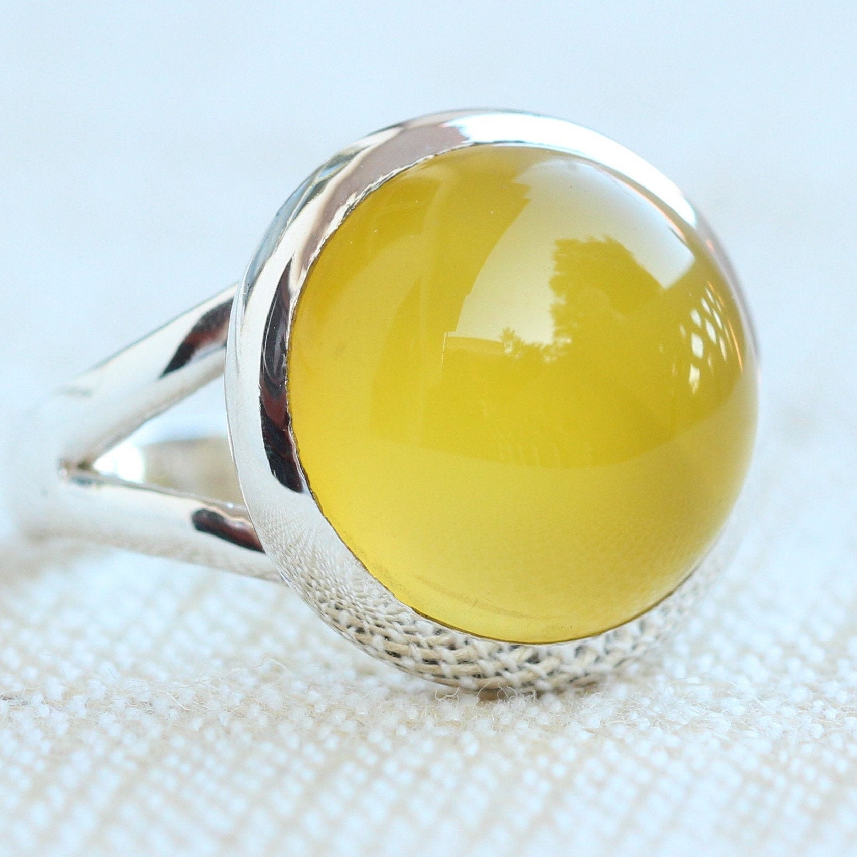 Mango Chalcedony Ring Sterling Silver Handmade Ring Gift for - Etsy