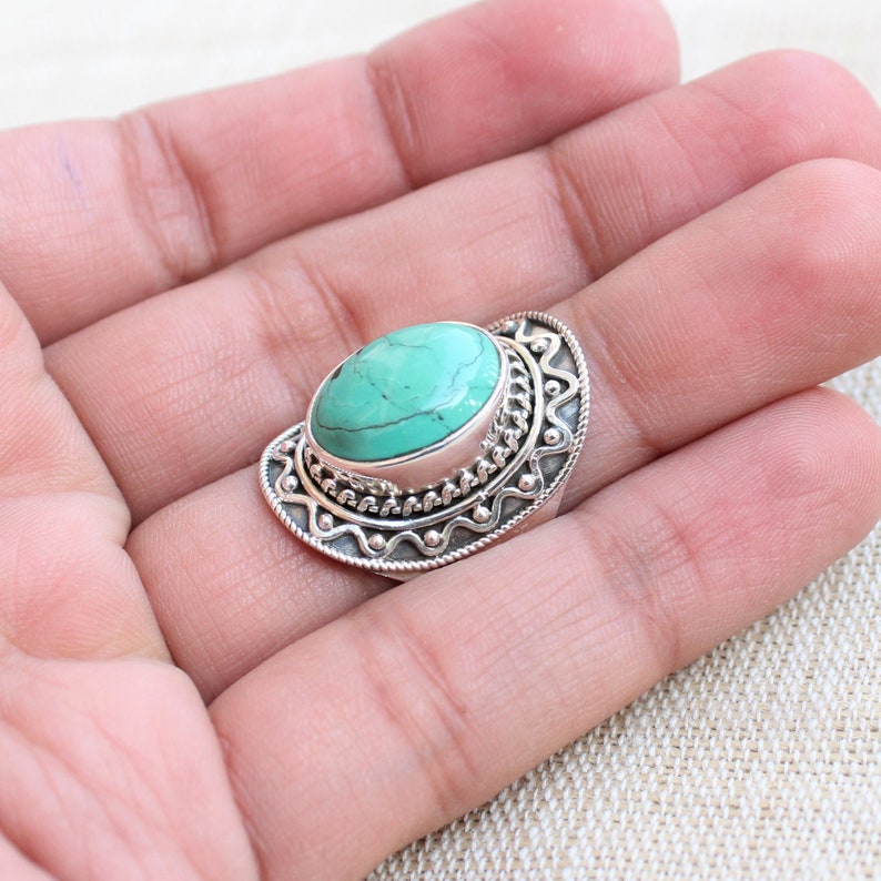 Turquoise Rings Sterling Silver handmade jewelry Natural | Etsy