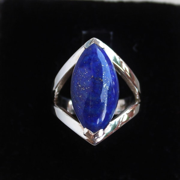 Sterling Silver Natural Lapis Lazuli Ring - Etsy