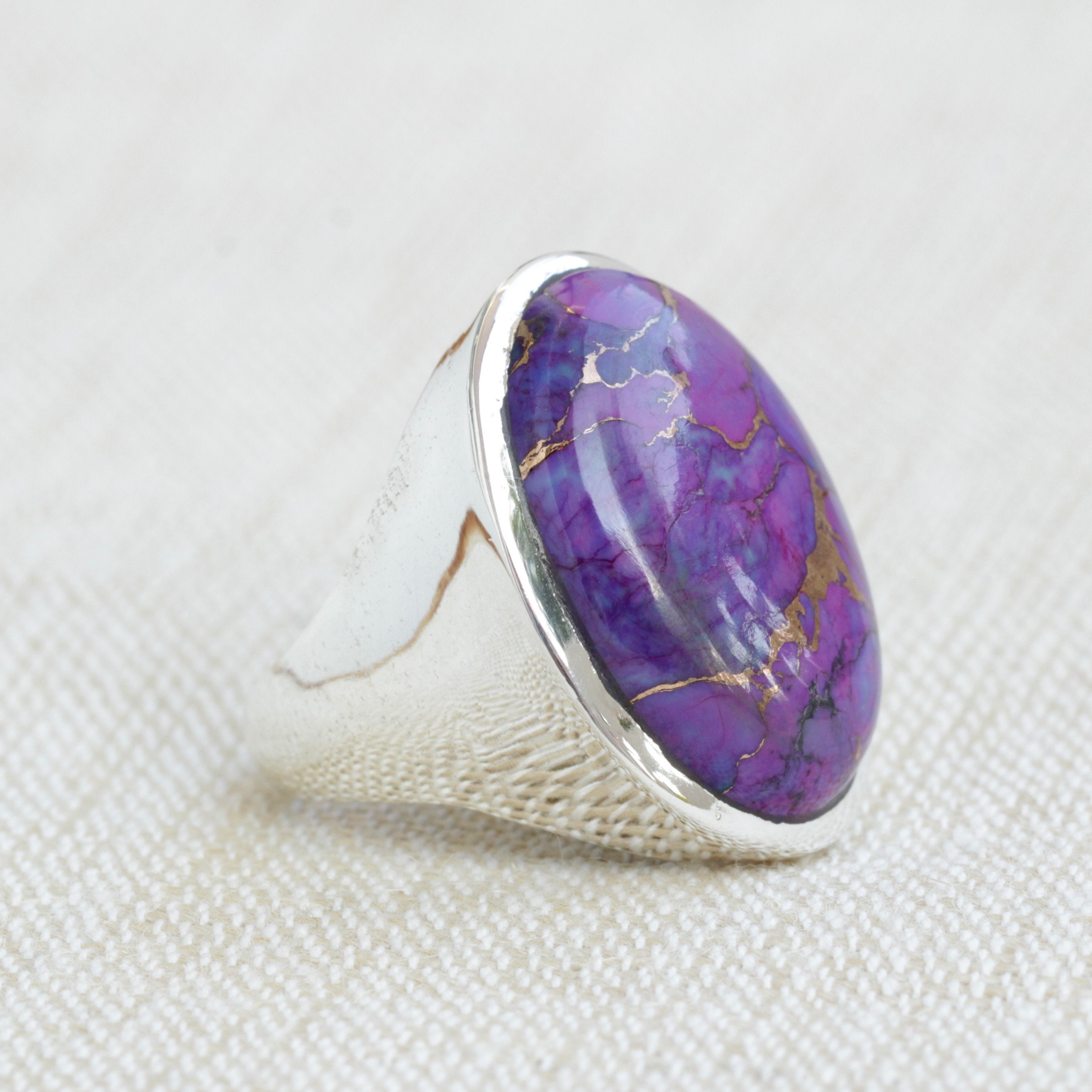 Purple Turquoise Ring Sterling Silver Jewelry Copper | Etsy