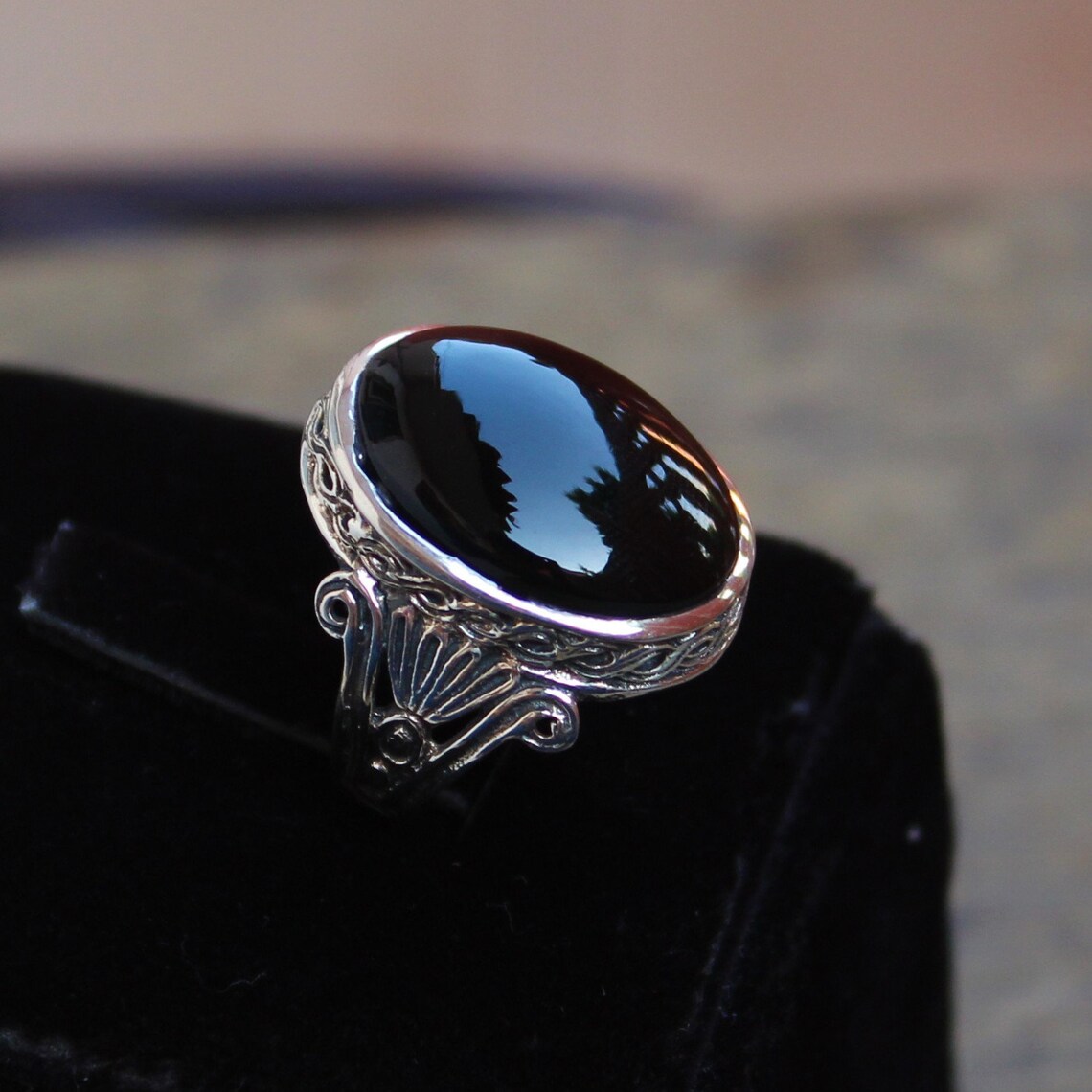 Black Onyx Rings Statement Jewelry Sterling Silver Ring - Etsy