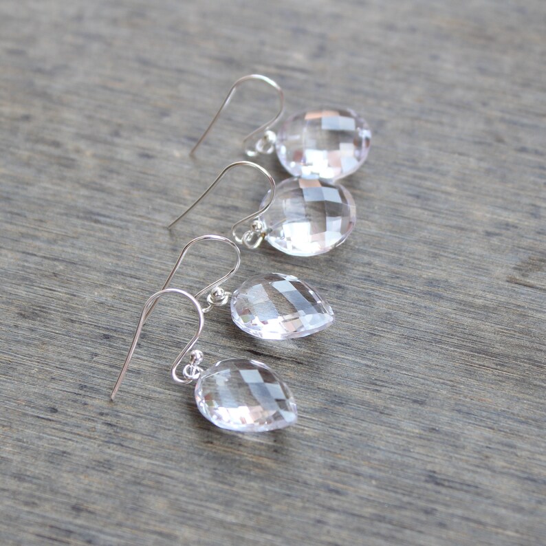 Crystal Quartz Earrings Gemstone Briolette Loop Dangles - Etsy