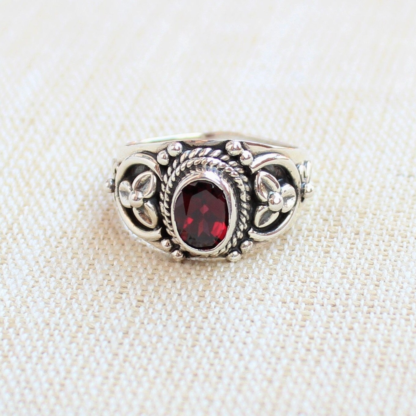 Natural Garnet Ring Red Almandine Garnet Jewelry Sterling | Etsy