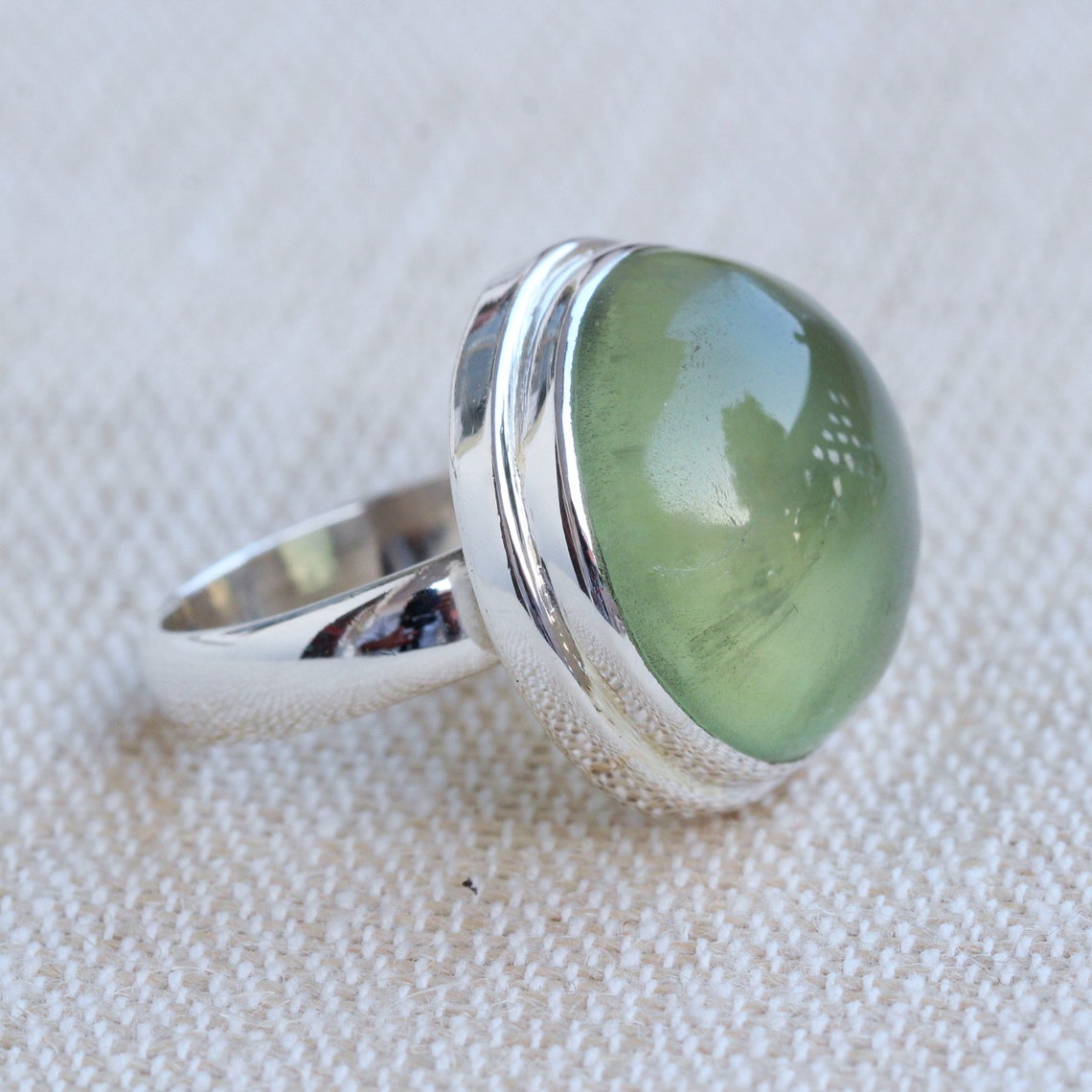 Prehnite Rings Sterling Silver Jewelry Silver Bezel Rings - Etsy