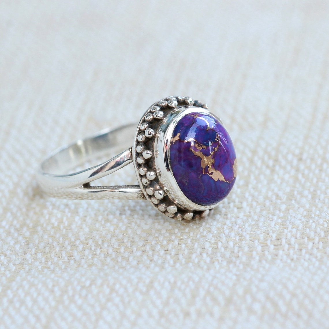 Purple Turquoise Ring Sterling Silver Jewelry Copper - Etsy