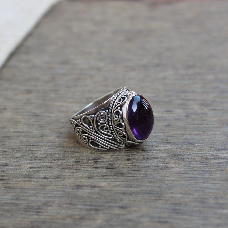 Amethyst Rings Victorian Style Handcrafted Jewelry Boho - Etsy