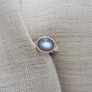 Handmade Oval Grey Moonstone Ring: Sterling Silver Unisex Jewelry - Etsy